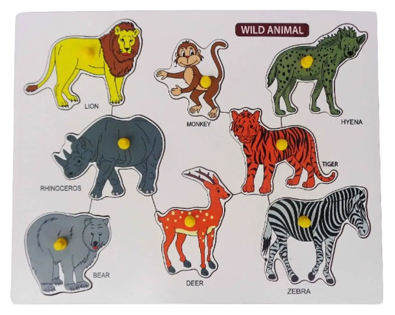 Wooden Wild Animals Puzzle Educational Board for Kids – Woodsplay